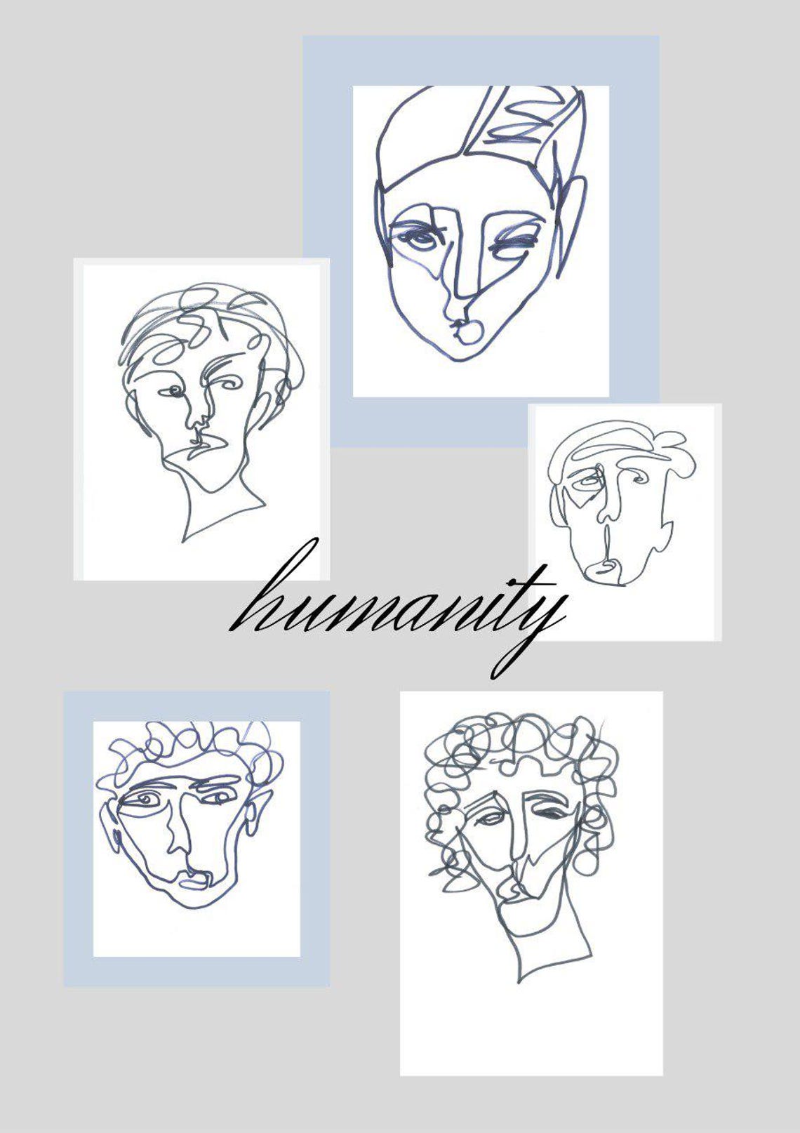 Line Art on the Wall, Sketch Man Face Art Print, Line Art, One Line ...