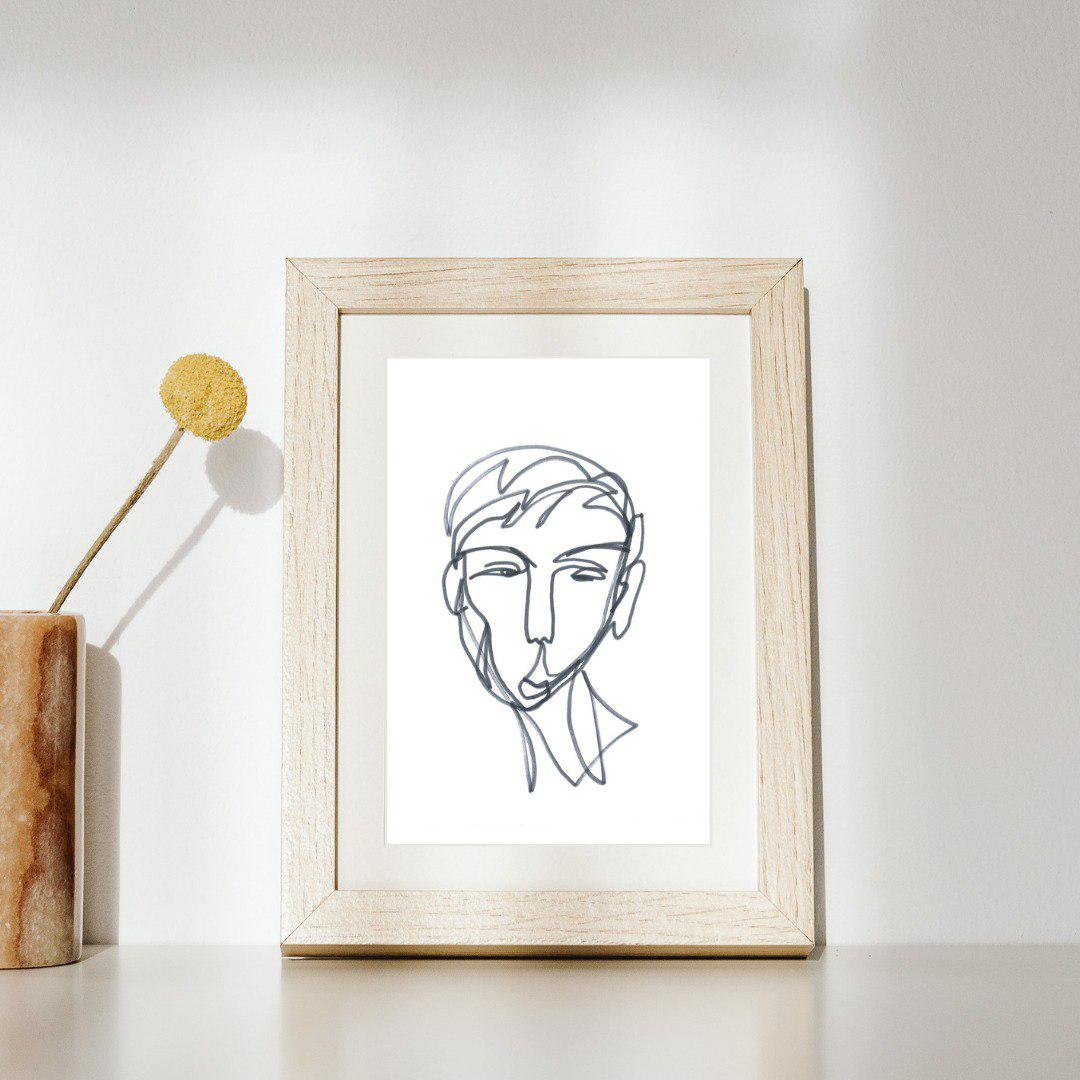 Line Art on the Wall, Sketch Man Face Art Print, Line Art, One Line ...