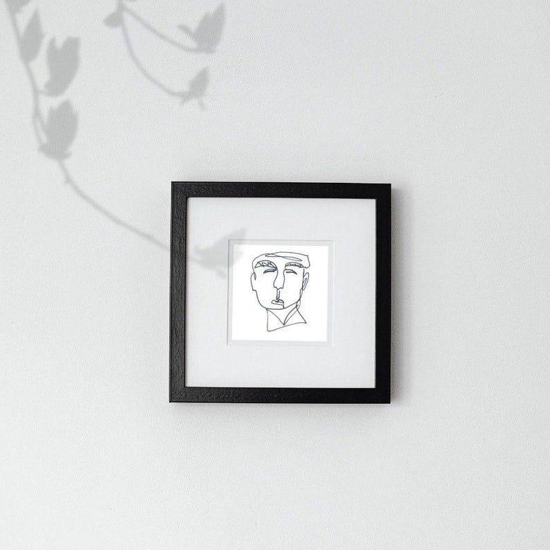 Line Art on the Wall, Sketch Man Face Art Print, Line Art, One Line ...