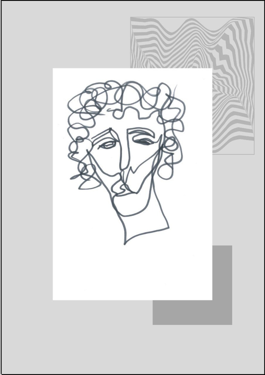 Line Art on the Wall, Sketch Man Face Art Print, Line Art, One Line ...