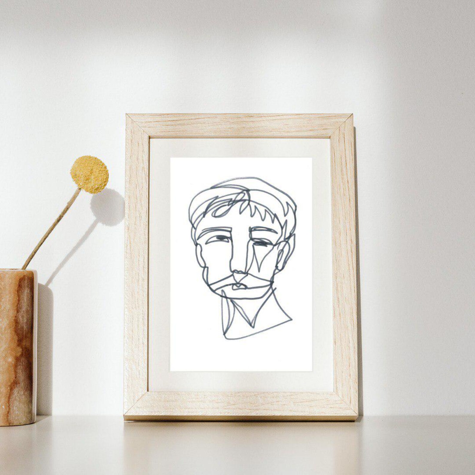 Line Art on the Wall, Sketch Man Face Art Print, Line Art, One Line ...