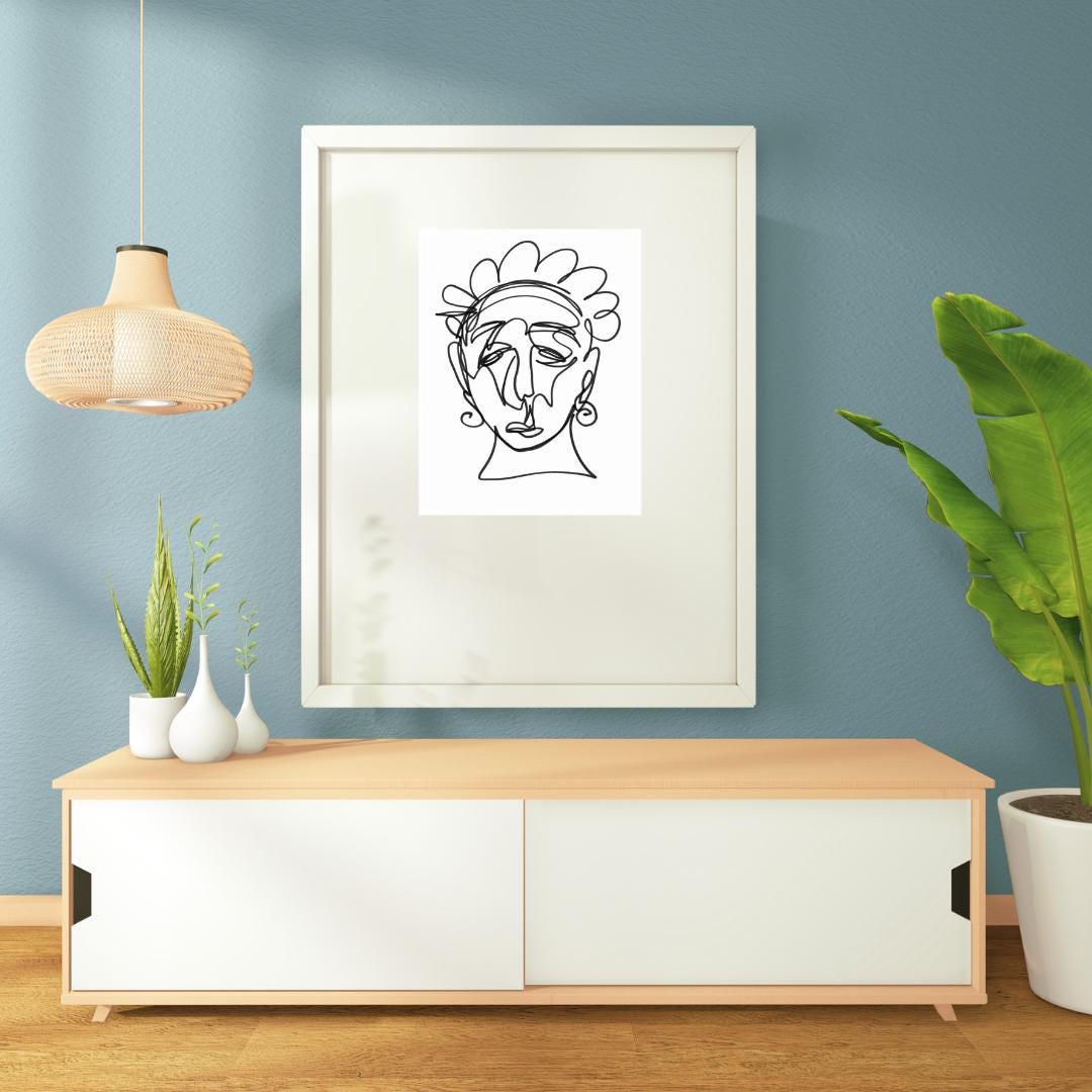 Line Art on the Wall, Sketch Man Face Art Print, Line Art, One Line ...