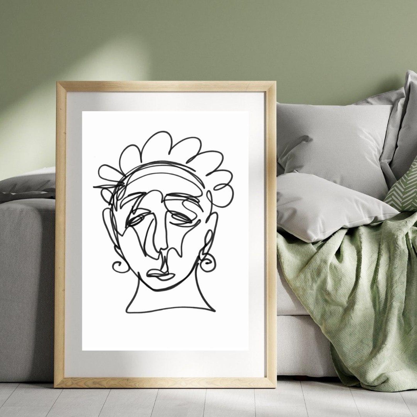 Line Art on the Wall, Sketch Man Face Art Print, Line Art, One Line ...