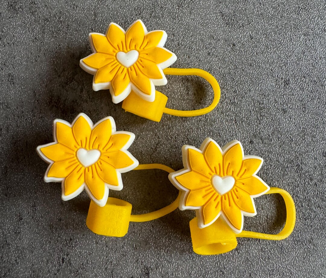 Yellow Flower 10mm Straw Topper - Etsy