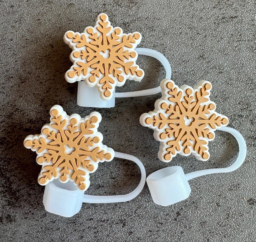 Snowflake Neutral 10mm Straw Topper - Etsy