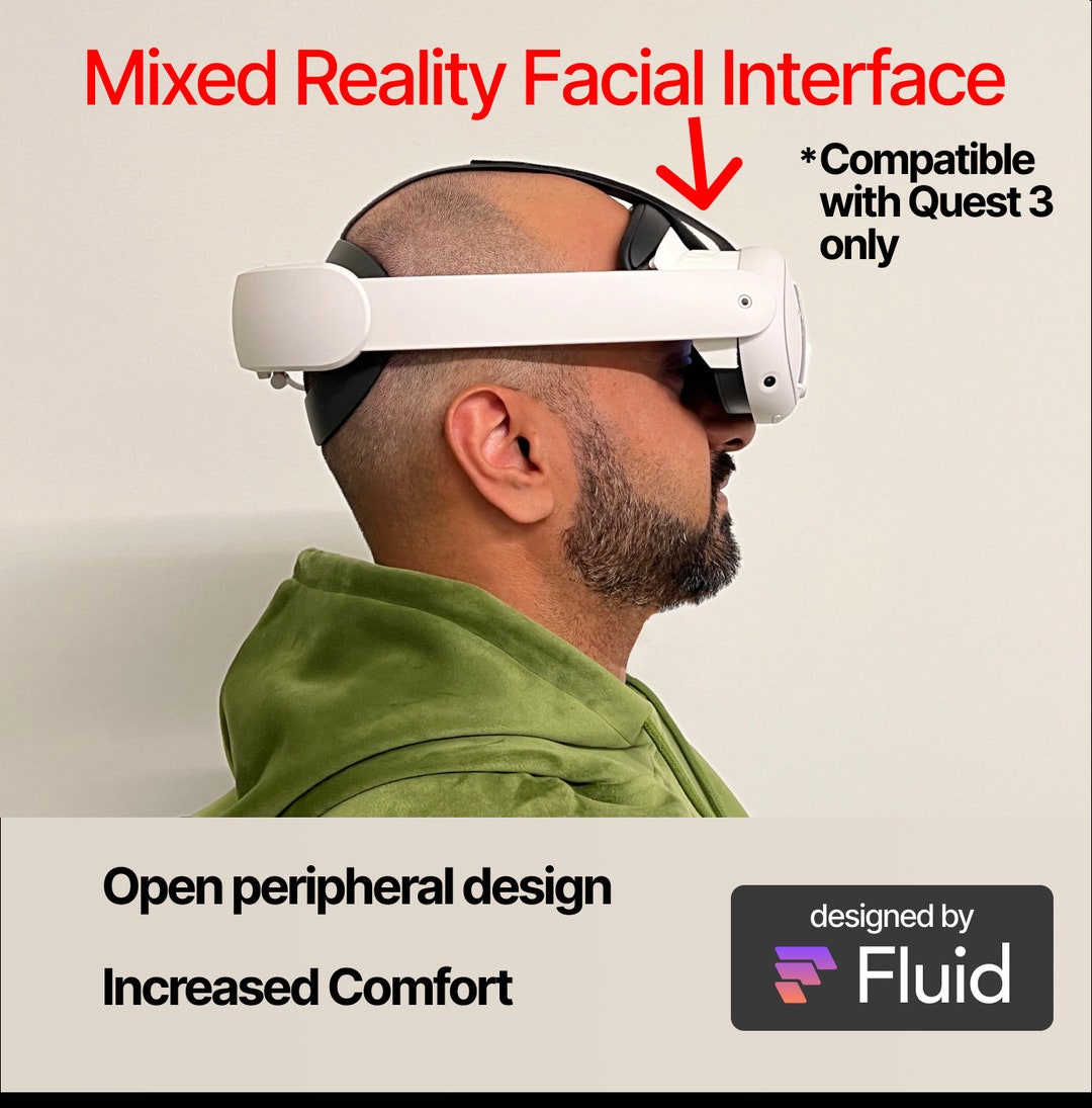 Fluid Mixed Reality Facial Interface | Quest 3 (compatible) | Open XR, AR, and MR Forehead Face ...