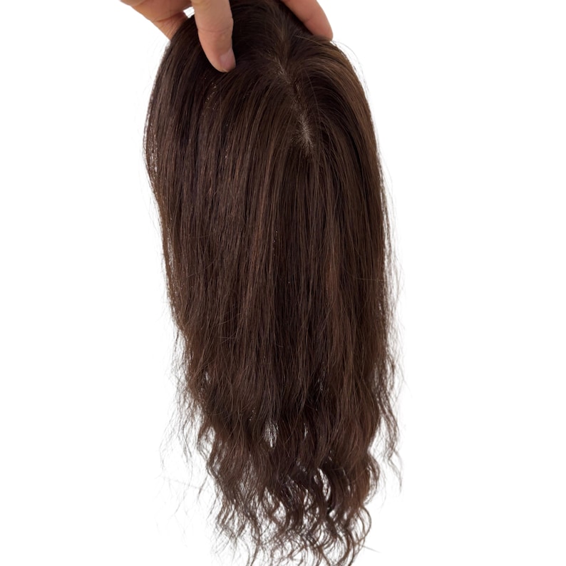 9×14cm Full Silk Base Human Hair Topper V-shape Hairline Natural Curls ...