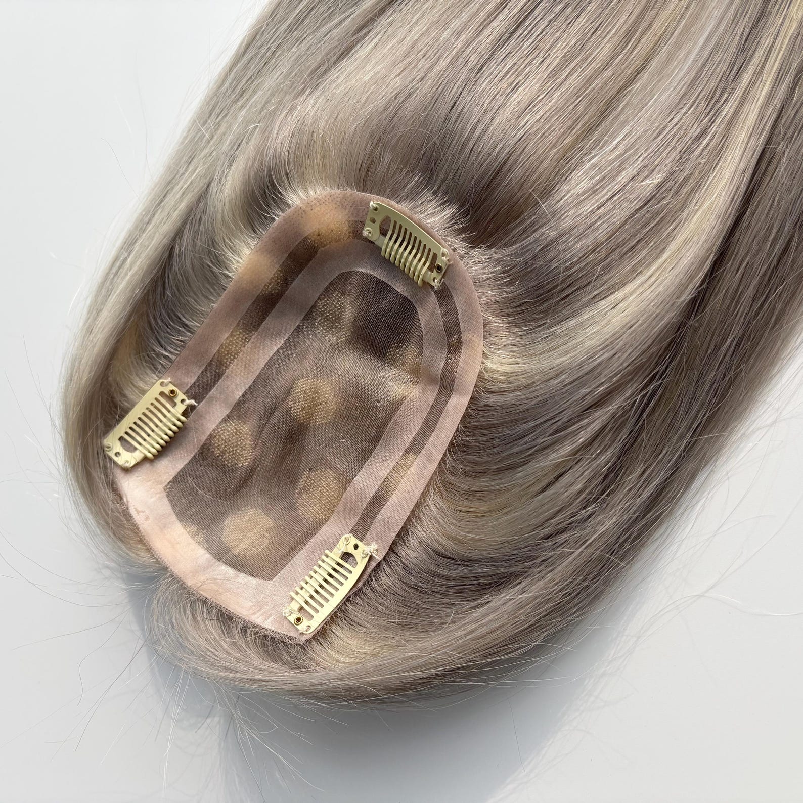 Light Ash Blonde Gradient Human Hair Topper |mono Lace, 14 Inch ...