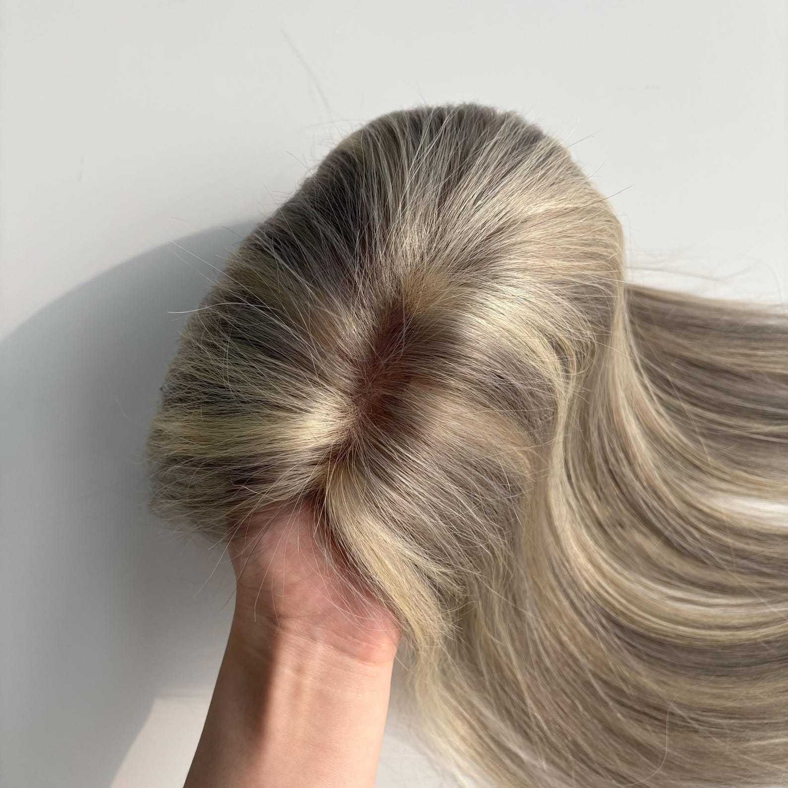 Light Ash Blonde Gradient Human Hair Topper |mono Lace, 14 Inch ...