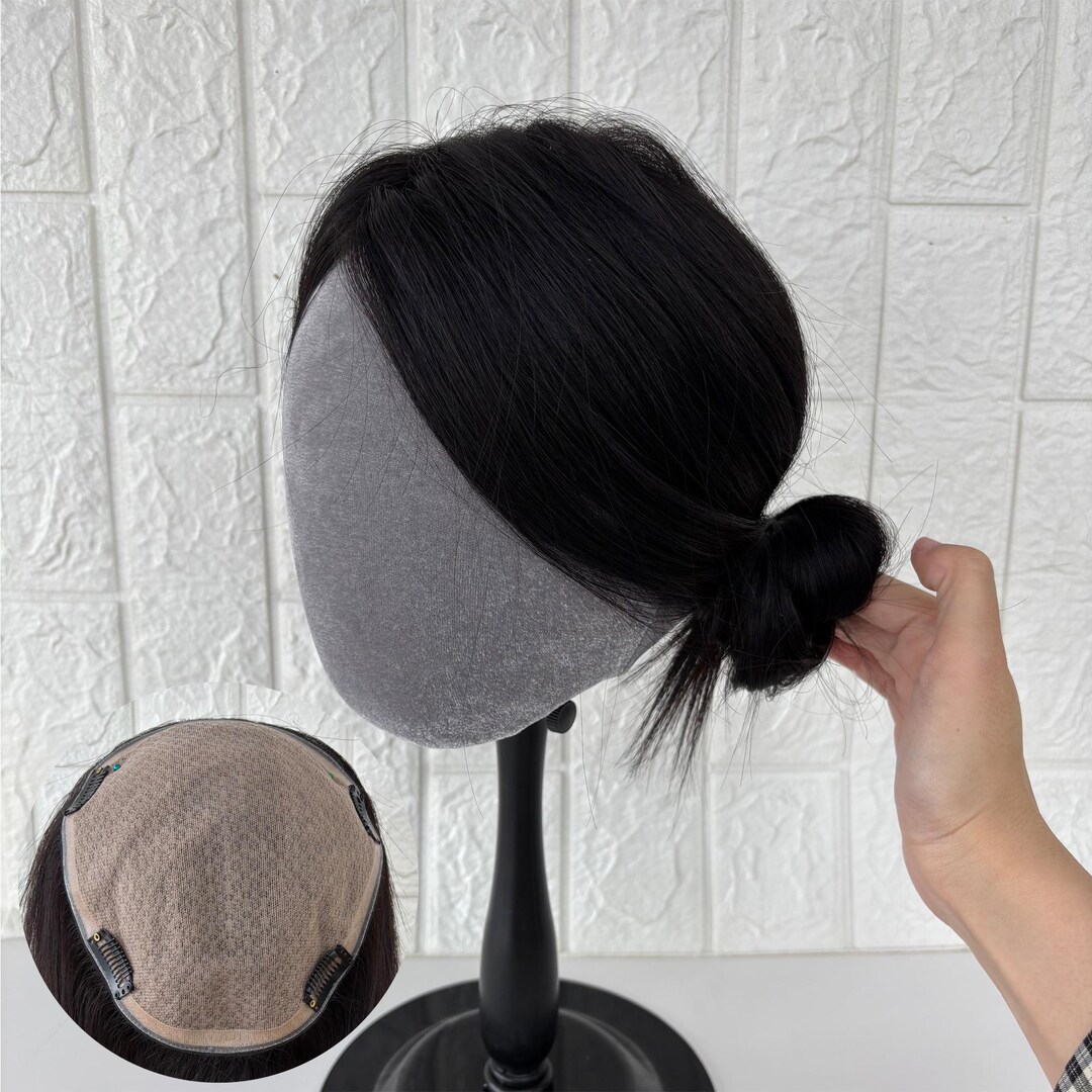 18×20cm Full-coverage Human Hair Topper | 4-clip Hand-tied 3D Roots ...