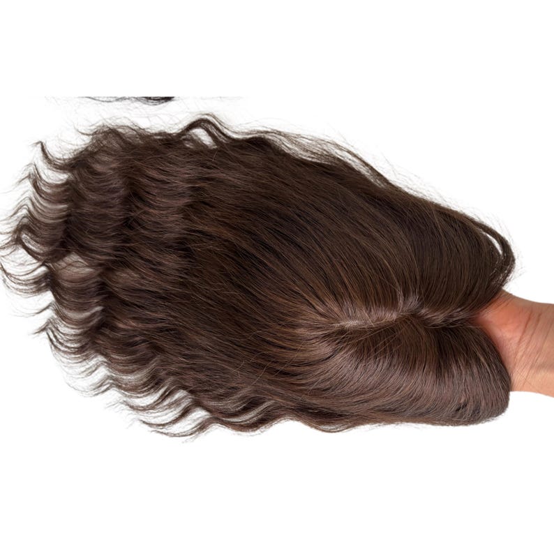 9×14cm Full Silk Base Human Hair Topper V-shape Hairline Natural Curls ...