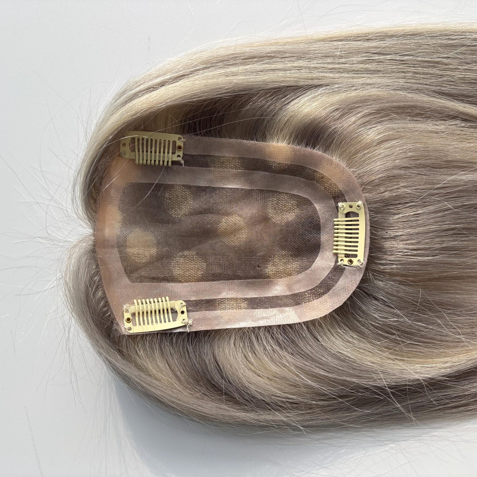 Light Ash Blonde Gradient Human Hair Topper |mono Lace, 14 Inch ...