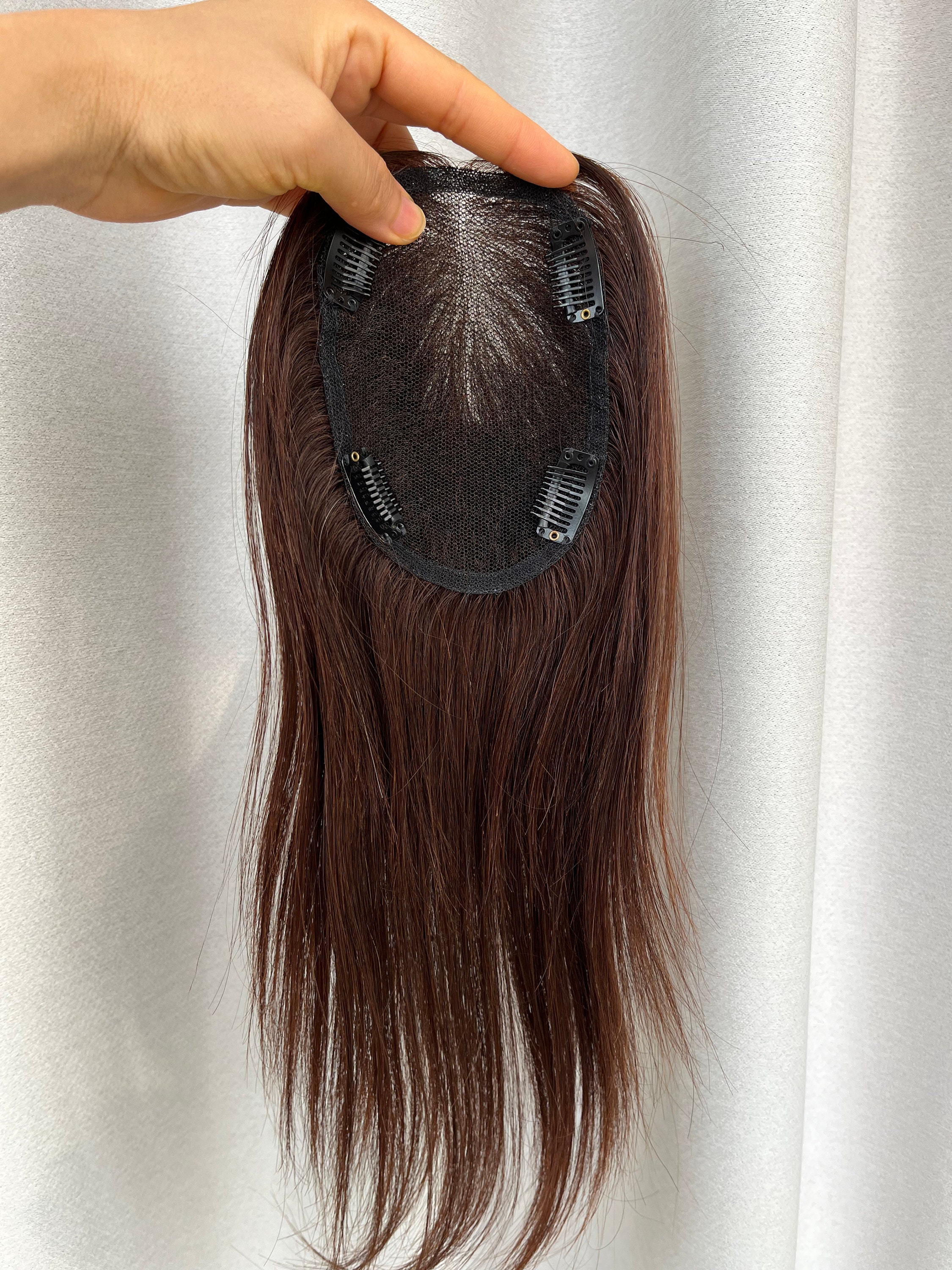 Natural Dark Chocolate Brown Hair Topper Realistic Silk Base - Etsy