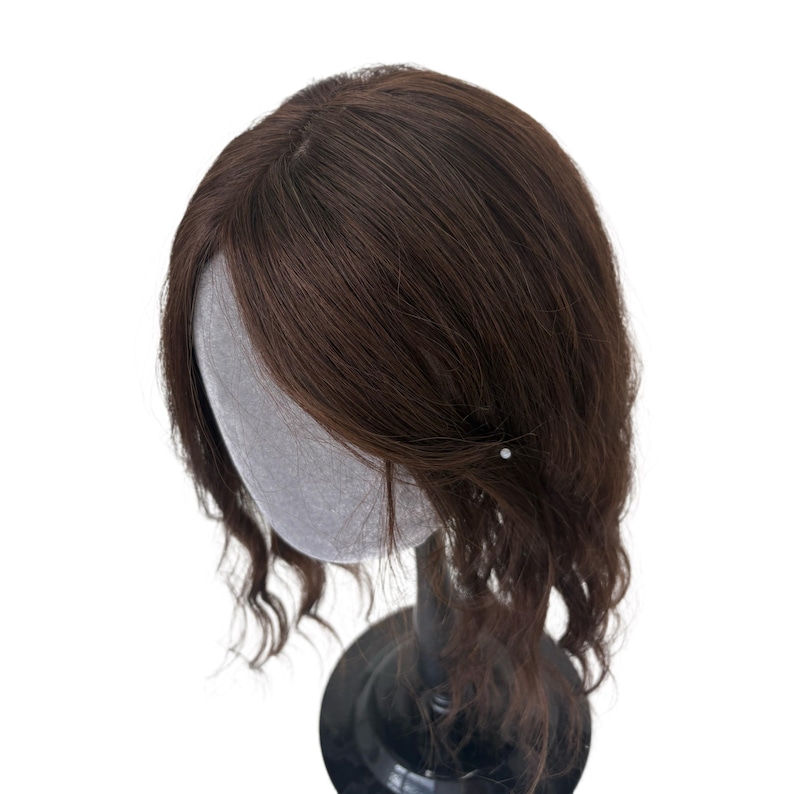 9×14cm Full Silk Base Human Hair Topper V-shape Hairline Natural Curls ...