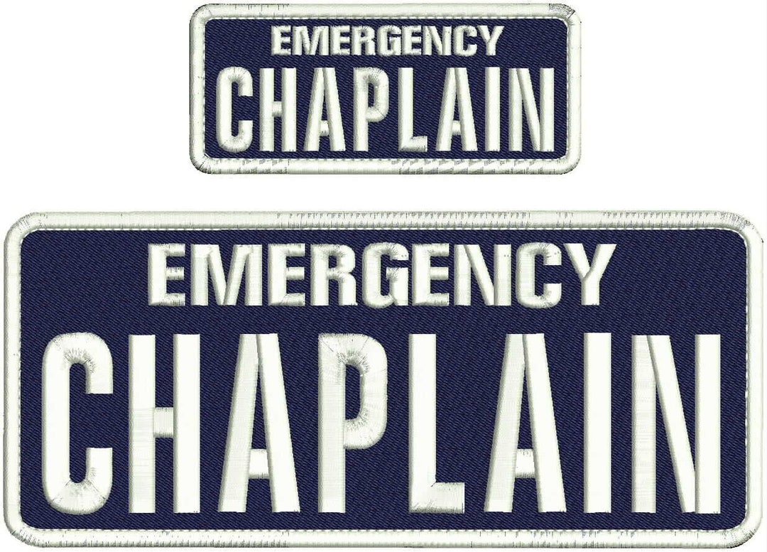 E Chaplain Embroidery Patch 4X10 and 2X5 Hook on Back White on Navy ...