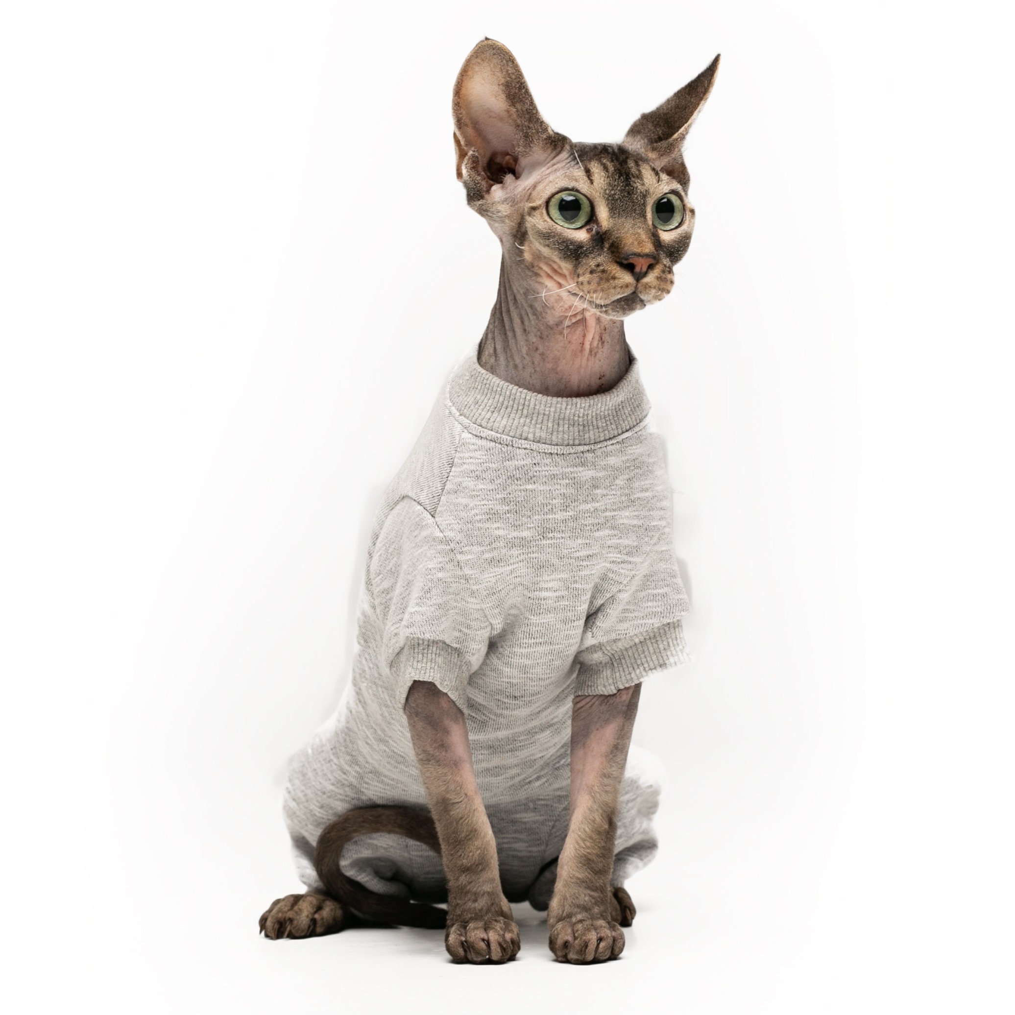 Sphynx Cat Shirt Khaki Sweater, Cat Clothes Tunic, Cat Fashion Apparel ...