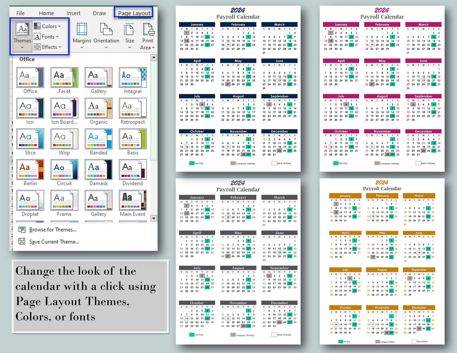 Annual Payroll Calendar Template-excel Download-printable - Etsy