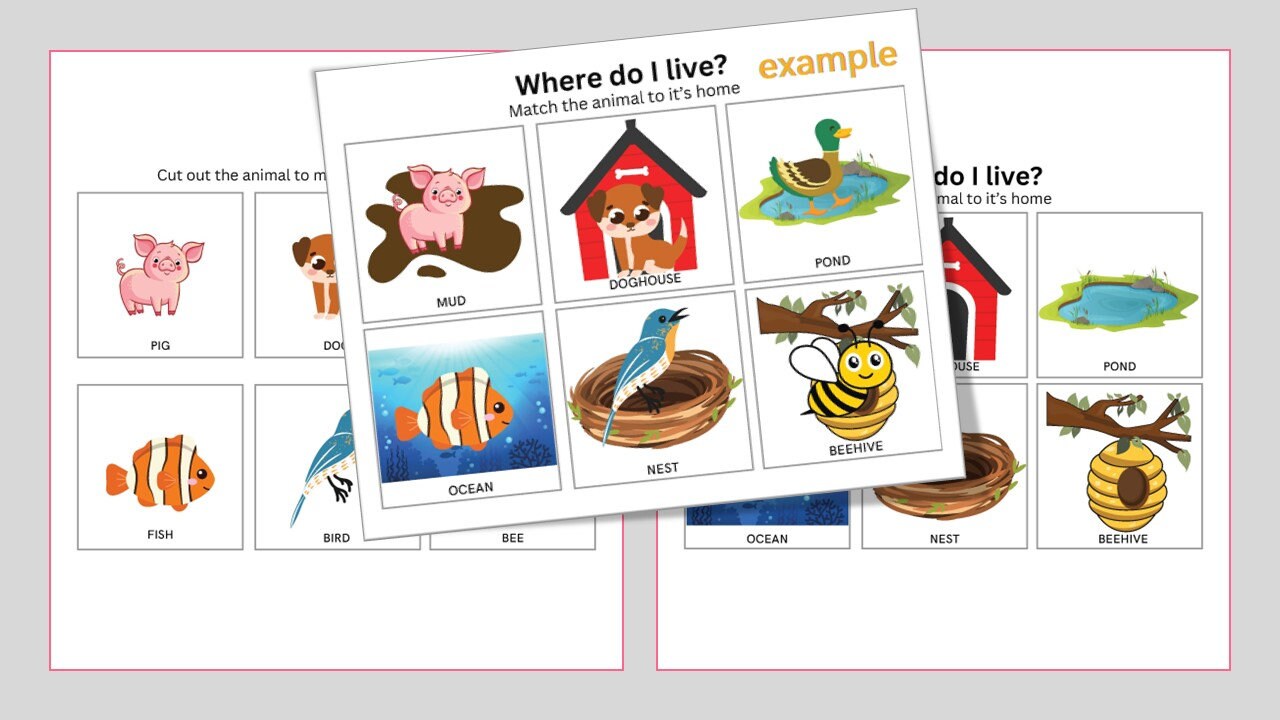 Printable Preschool/toddler Matching Activities for Learning Words ...