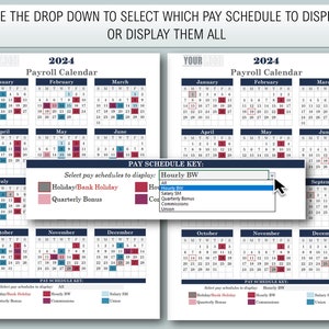 Payroll Calendar Template: Any Year, 5 Schedules, Color Coded (excel ...