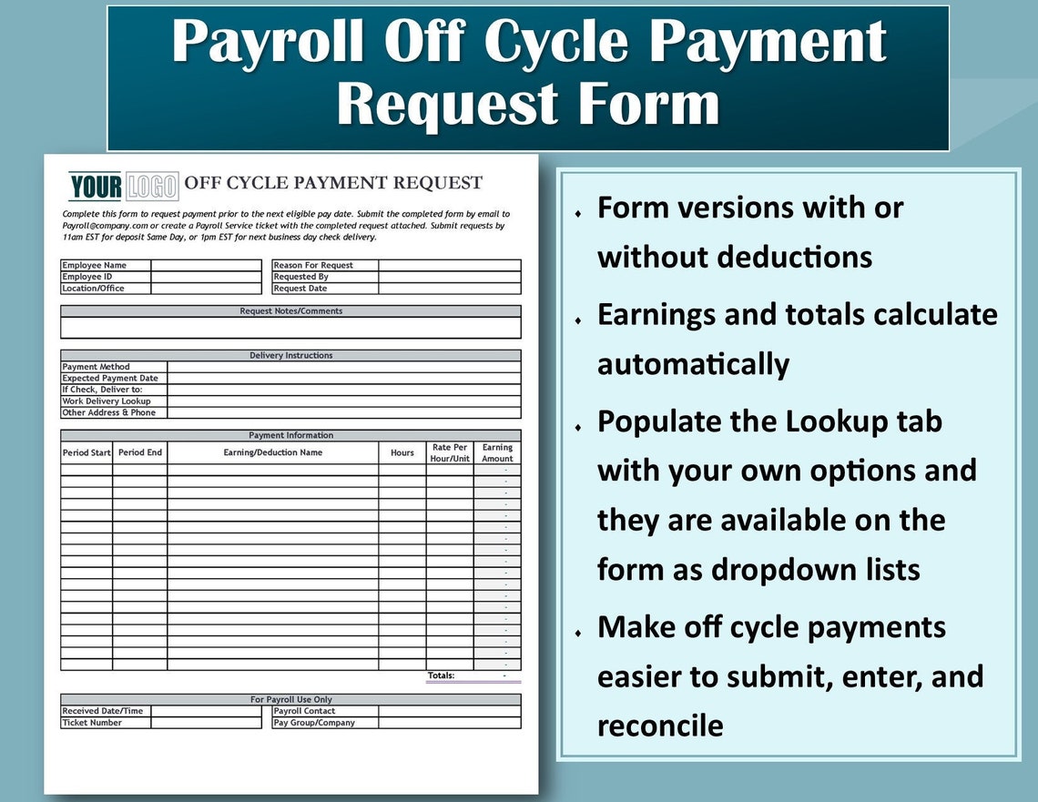 Payroll off Cycle Payment Request Form Template - Etsy