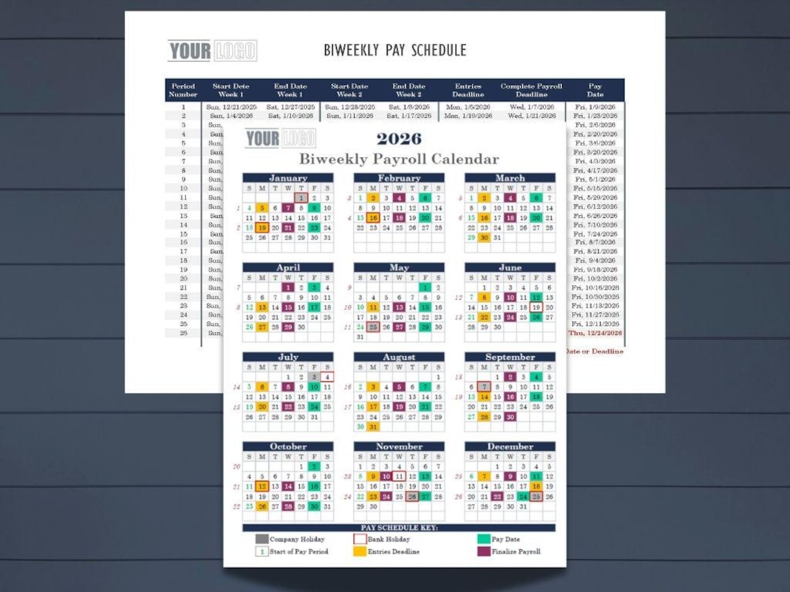 2026 Bi-weekly Payroll Calendar & Schedule-digital Download - Etsy