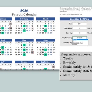 Annual Payroll Calendar Template-excel Download-printable - Etsy