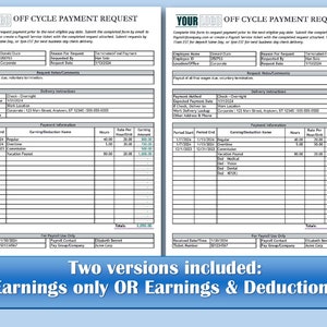 Payroll off Cycle Payment Request Form Template - Etsy