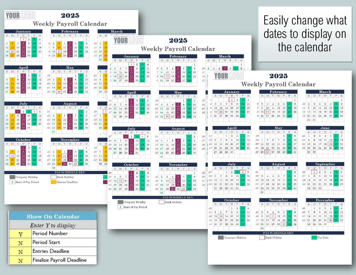 2025 Weekly Payroll Calendar & Schedule Template-excel Download ...