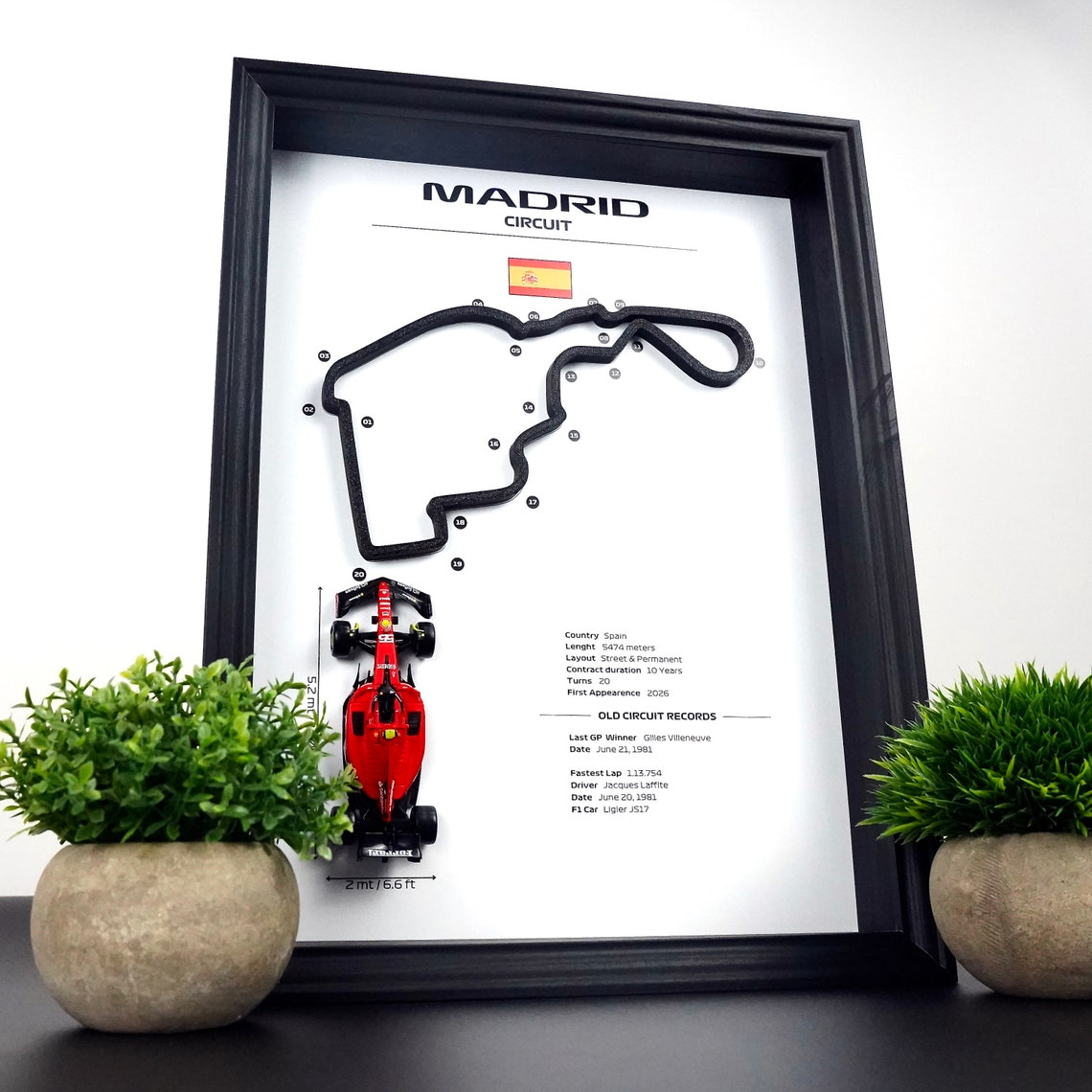 F1 Frame Madrid 2026 With Car and 3D Track F1 Wall Art 40x30cm Madrid ...