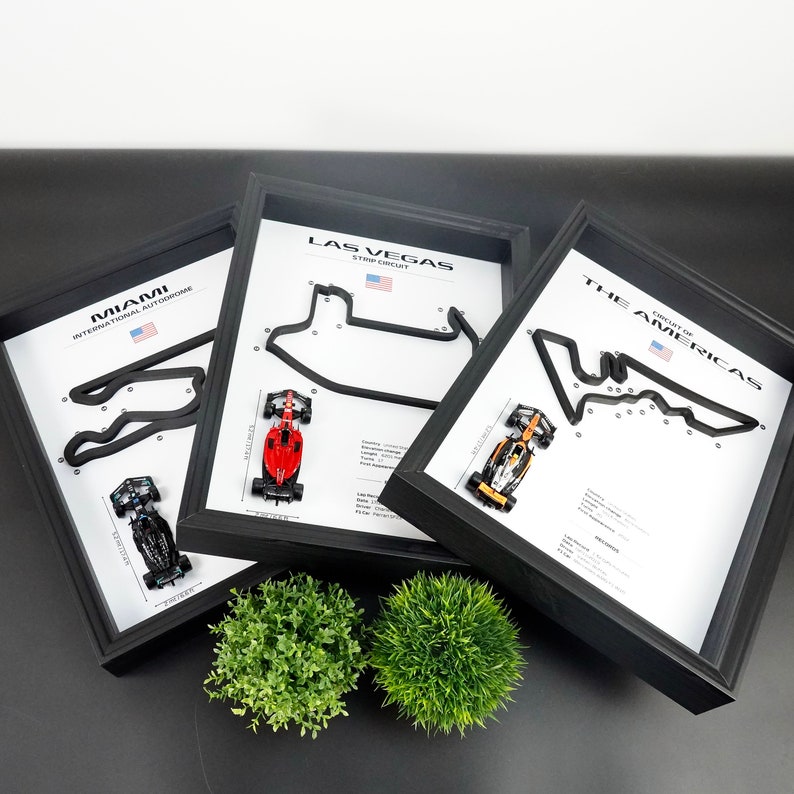 USA Collection F1 Frame With Car and 3D Track F1 Wall Art 40x30cm ...