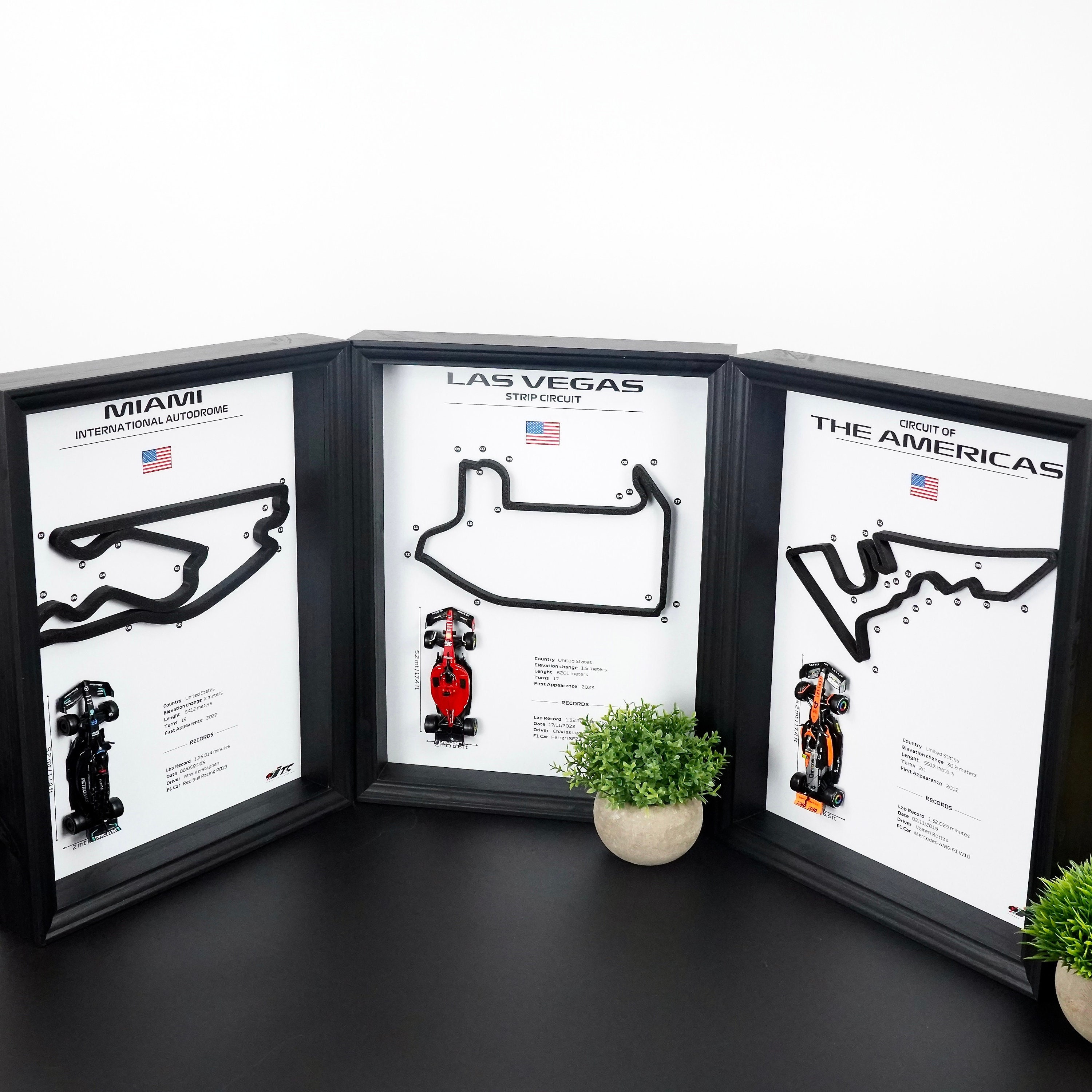 USA Collection F1 Frame With Car and 3D Track F1 Wall Art 40x30cm ...