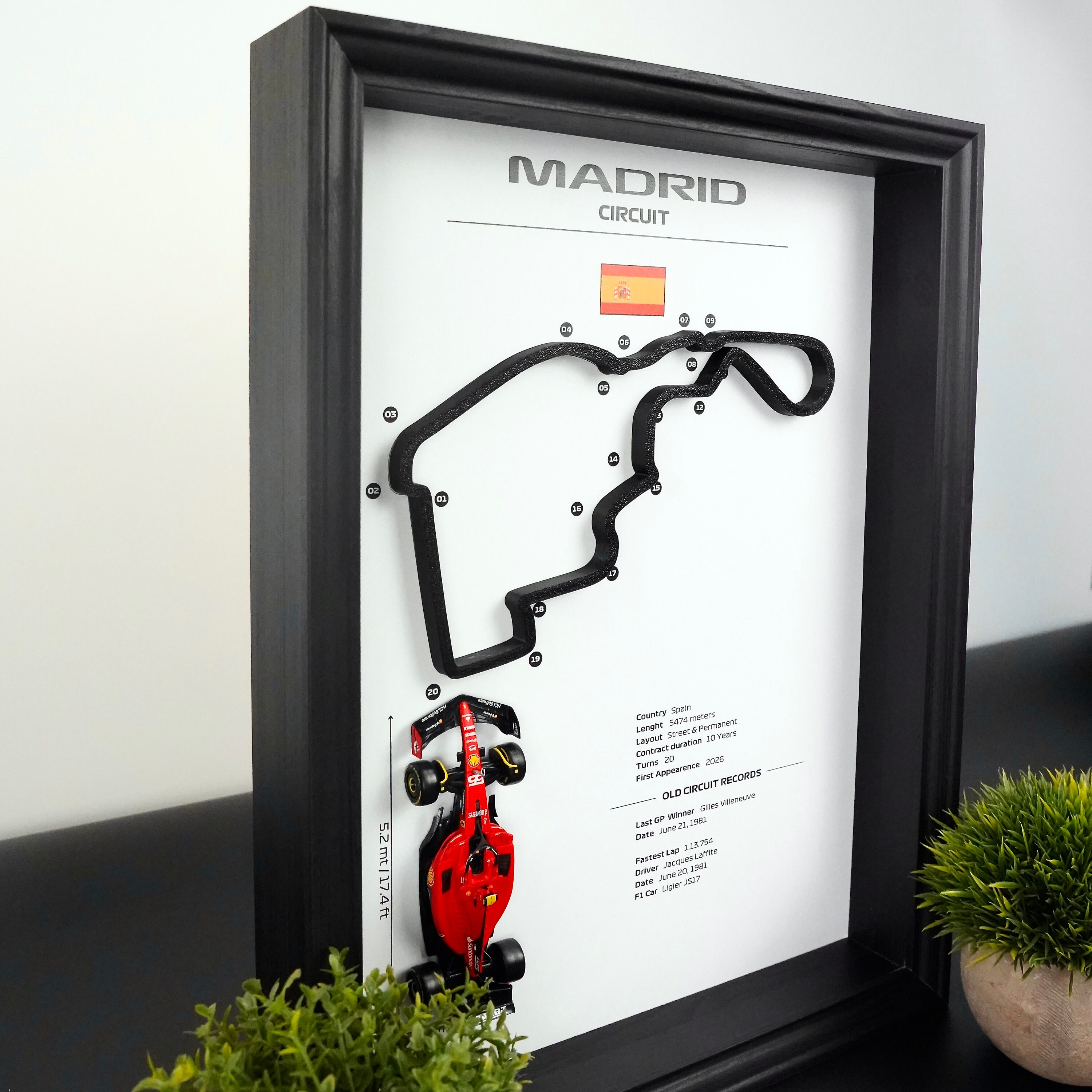 F1 Frame Madrid 2026 With Car and 3D Track F1 Wall Art 40x30cm Madrid ...
