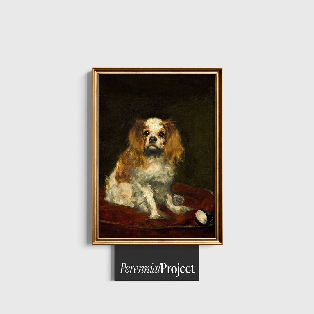 King Charles Spaniel Painting | Vintage Pet Portrait | Printable ...