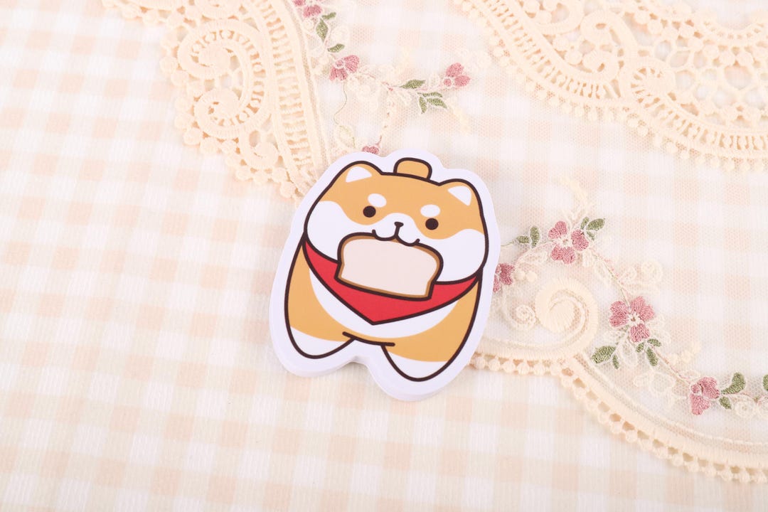 Shiba Toast Sticker | Vinyl Sticker | Scrapbook Sticker | Waterproof ...