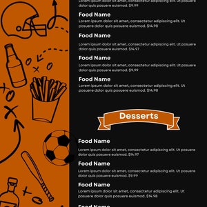 Sports Bar Menu Fully Customizable - Etsy