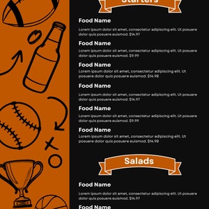 Sports Bar Menu Fully Customizable - Etsy