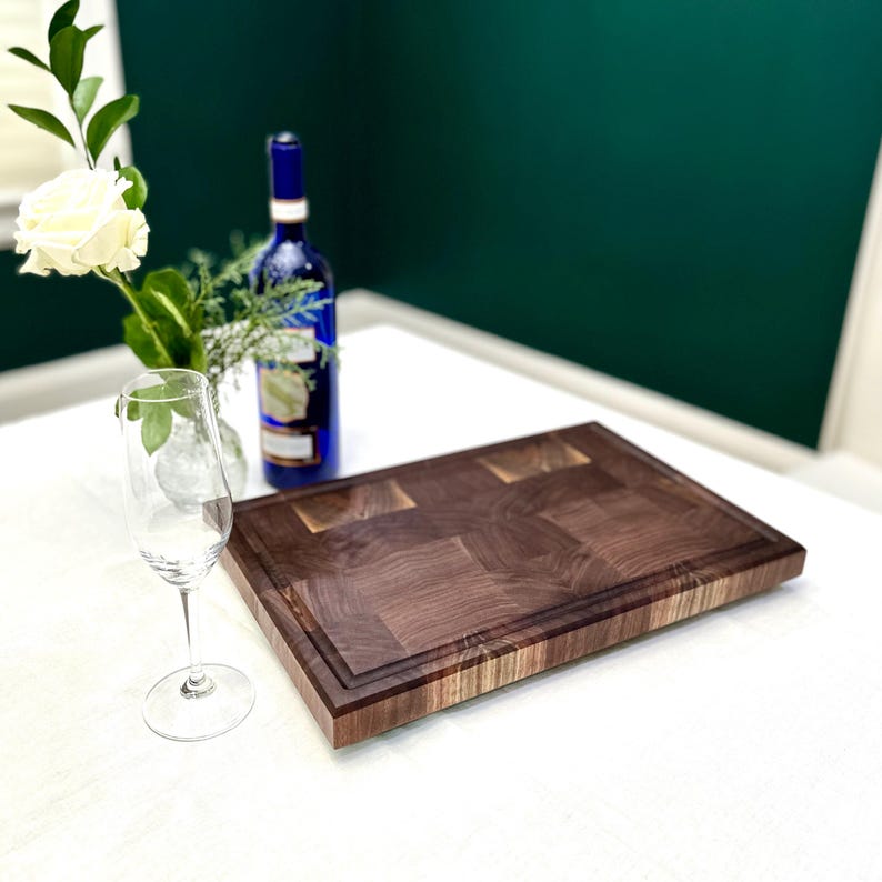 Black Walnut End Grain Cutting Board, Butcher Block Chopping Board With ...
