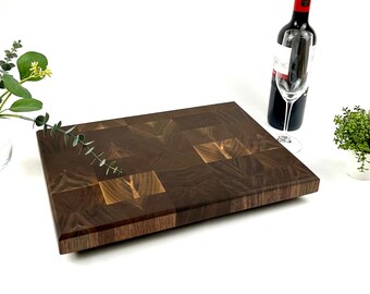 Black Walnut End Grain Cutting Board, Butcher Block Chopping Board With ...