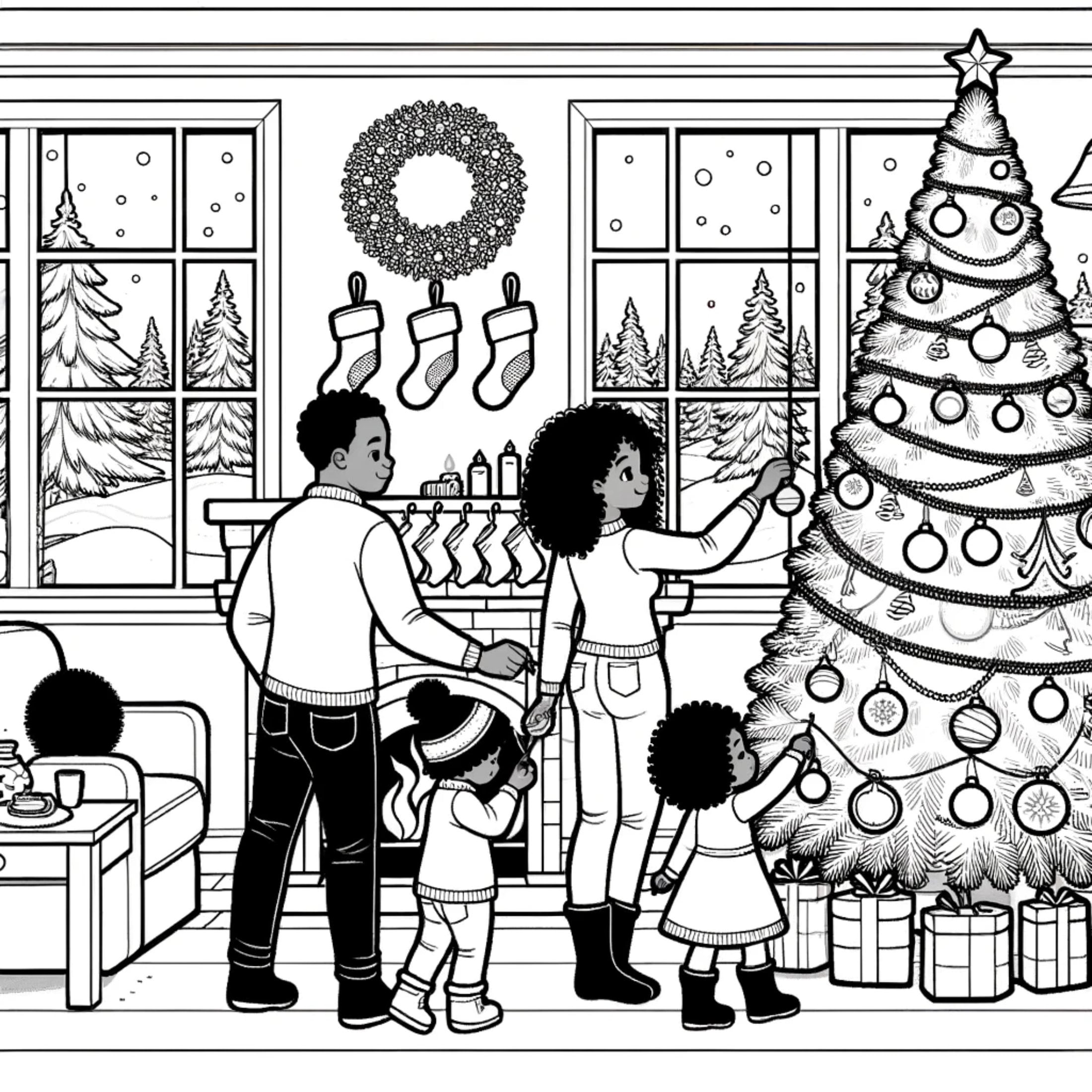 Trim the Tree Coloring Page - Etsy