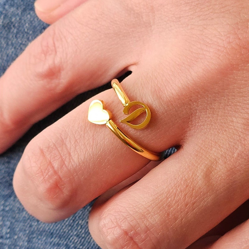 Steel Initial Ring - Etsy