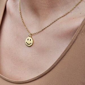 18K Gold Filled Smiley Face Necklace and Earrings Set, Stainless Steel ...