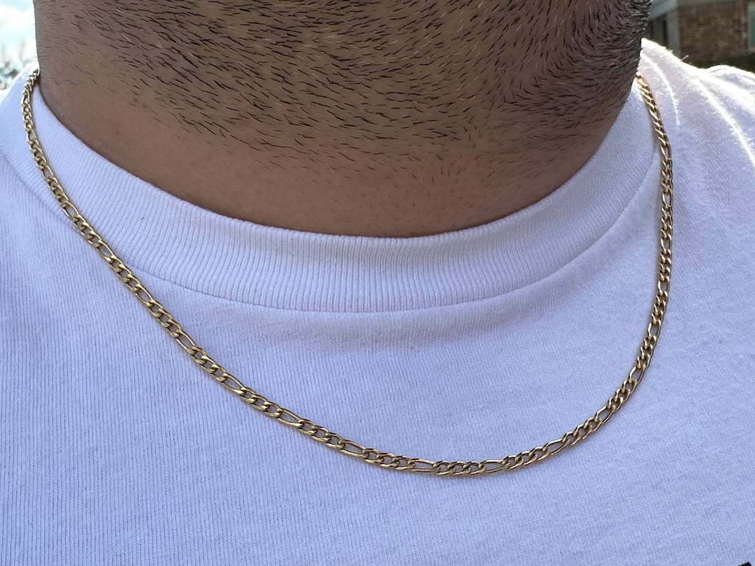 18K Gold Filled Figaro Chain Necklace, Stainless Steel Gold Filled ...