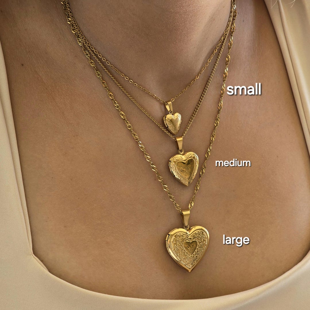 Gold Heart Locket Necklace: Stainless Steel Picture Pendant, Custom ...