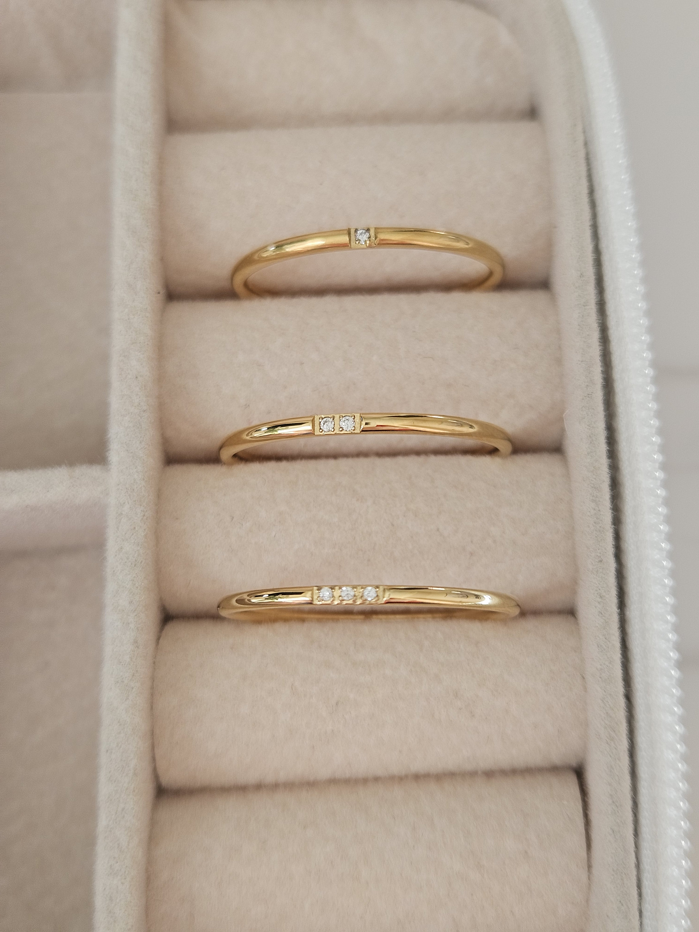 18K Solid Gold Filled Engraved Diamond Ring, Stainless Steel Minimalist ...