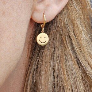 18K Gold Filled Smiley Face Necklace and Earrings Set, Stainless Steel ...