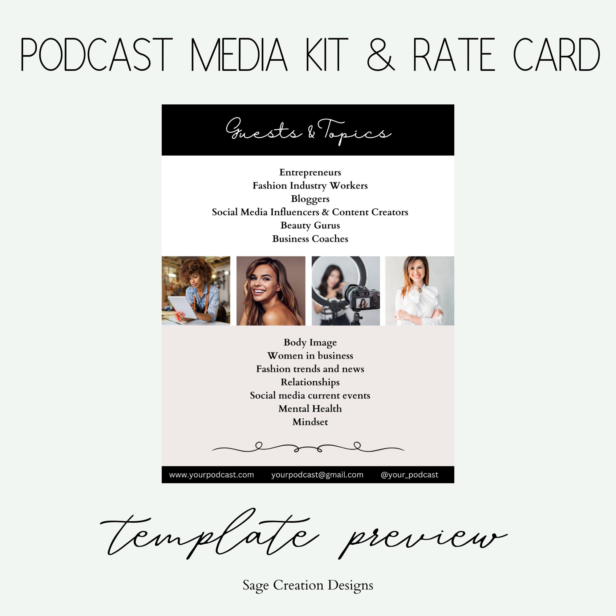 4 Page Podcast Media Kit Template | Podcast Rate Card Template ...