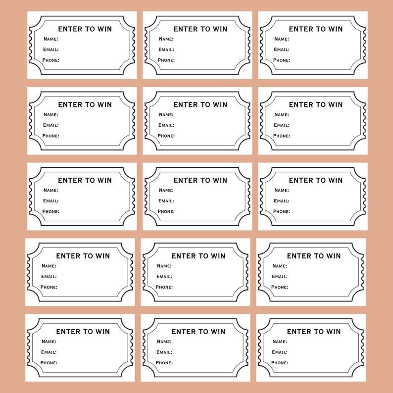 Printable Raffle Tickets | Simple Raffle Tickets | Enter to Win Tickets ...