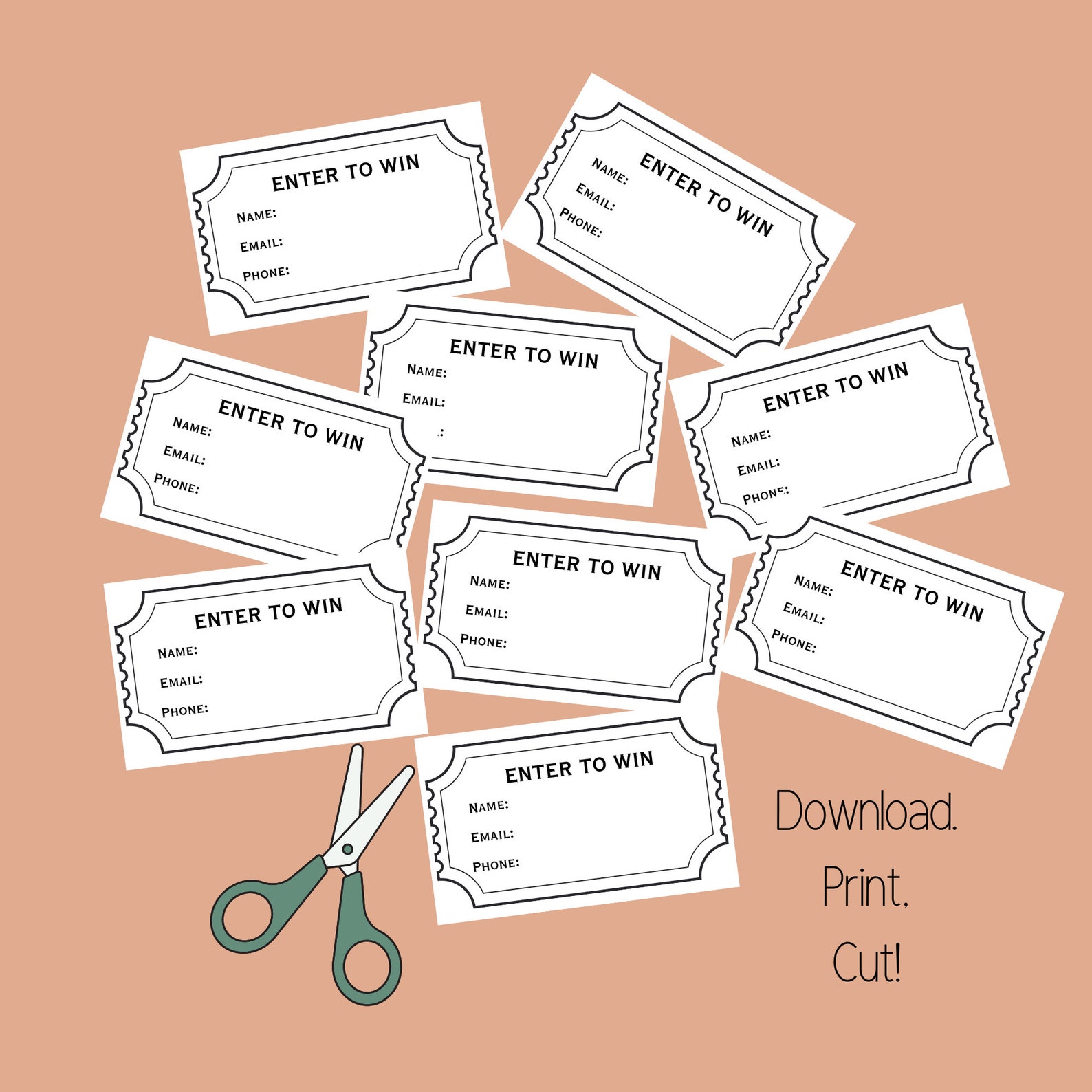 Printable Raffle Tickets | Simple Raffle Tickets | Enter to Win Tickets ...