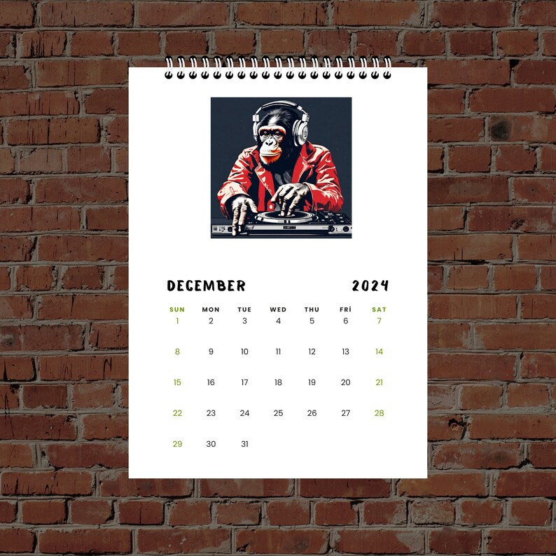 Dj Monkey Calendar I Set of 12 Calendar I Monkey Calendar I Funny ...