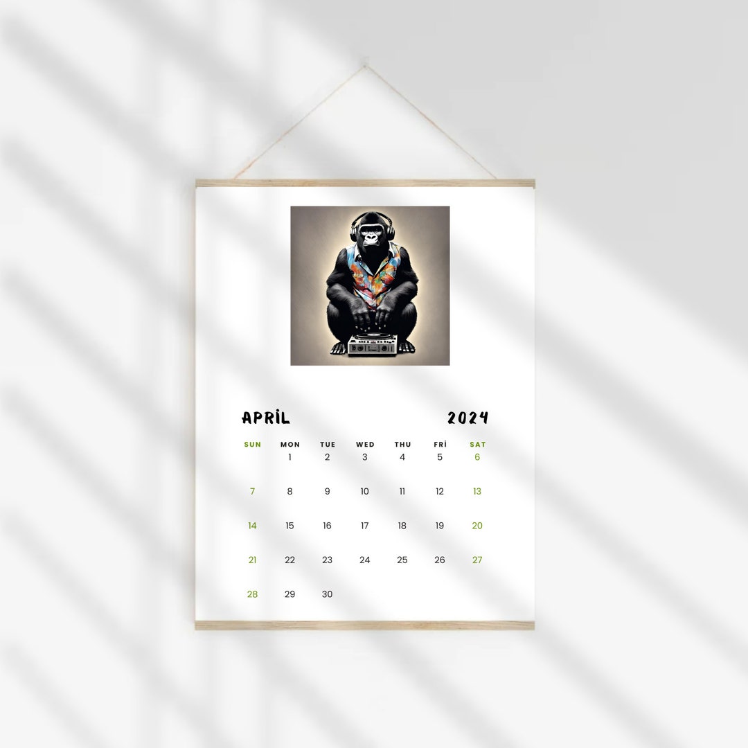 Dj Monkey Calendar I Set of 12 Calendar I Monkey Calendar I Funny ...